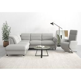 Sit & More SIT&MORE Ecksofa »Grenoble L-Form mit Federkern« wahlweise mit Bettfunktion, Bettkasten, Arm- und Kopfteilverstellung silver
