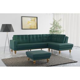 Sit & More sit&more Ecksofa &raquo;Orient 5 L-Form&laquo; mit Strass-Stein, wahlweise mit Bettfunktion und Bettkasten gr&uuml;n 100% Polyester