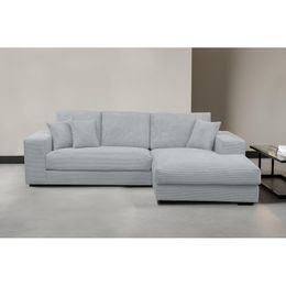 WERK2 Ecksofa »Eden modern und zeitlos, geschmackvolles Sofa, Breite 286cm, L-Form« Design Ecksofa in Cord mit besonders weichem Sitzkomfort Grau