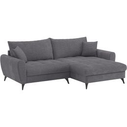 Ecksofa &raquo;Blackburn II L-Form&laquo; Wahlweise mit Kaltschaumpolsterung bis 140 kg belastbar grau Stripes (92% Polyester / 8% Nylon)