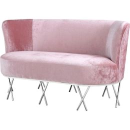 LEONIQUE Sofa »Scarlett« Sofa/Bank, rosa Velours, Chromfüße, Design, 145x72x80 rosa