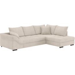 Ecksofa &raquo;Allegro DuraFlex, L-Form&laquo; Hochschl&auml;fer-Bettauszug, Kaltschaumpolsterung, bis 140 kg belastbar beige Stripes (92% Polyester / 8% Nylon)