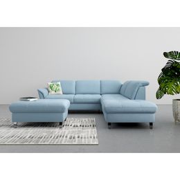 Sit & More SIT&MORE Ecksofa »Maggiore L-Form« wahlweise mit Kopfteilverstellung, Bettfunktion und Stauraum hellblau