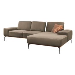 W.Schillig Ecksofa »run, Designsofa mit tollem Sitzkomfort, bequem, L-Form« mit Holzsockel, Füße in Schwarz pulverbeschichtet, Breite 279 cm stone Z73