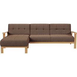 Sit & More SIT&MORE Ecksofa »Billund L-Form« Armlehnen aus eichefarbigem Buchenholz, verschiedene Bezüge und Farben kupfer