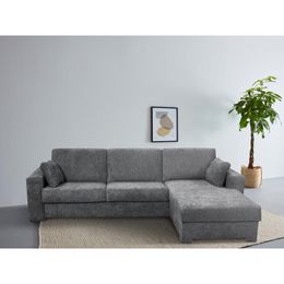 Home Affaire Ecksofa »Roma "L" Dauerschlaffunktion, mit Unterfederung« Matratzenhöhe 14cm, , Liegemaße ca 163x198 cm, L-Form dunkelgrau