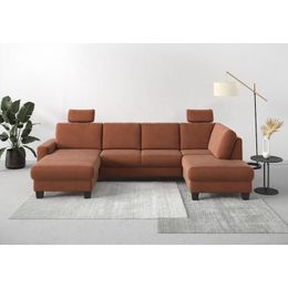 Home Affaire Wohnlandschaft &raquo;Summer U-Form&laquo; mit oder ohne Bettfunktion und Bettkasten, wengefarbene Holzf&uuml;&szlig;e rosa 95% Polyester, 5% Polyamid