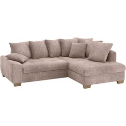 MR. COUCH Ecksofa »Nikita II, L-Form« Wahlweise mit Bettfunktion, Bettkasten & RGB-LED-Beleuchtung beige