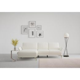 Sit & More sit&more Ecksofa &raquo;Fashion L-Form&laquo; wahlweise mit Kopfteilverstellung, Vorziehsitz, motorisch, Nickelf&uuml;&szlig;e beige