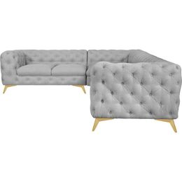 LEONIQUE Chesterfield-Sofa »Ecksofa GLYNIS L-Form mit Wellenunterfederung, Maße B/T/H 323/264/75cm« aufwändige Knopfheftung, moderne Chesterfield...