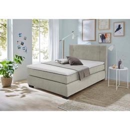 Jockenh&ouml;fer Boxspringbett &raquo;Family, inklusive 7-Zonen-TTFK-Matratzen und Kaltschaumtopper&laquo; erh&auml;ltlich in den Breiten 120,140 & 180cm beige Bezug Bett: Microfaser (