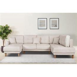 Home Affaire Wohnlandschaft »TRIPLO U-Form wahlweise mit Schlaffunktion, B/T/H: 310/192/90 cm« Schlafsofa, auch mit Bettkasten, Steppung im...