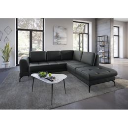 Sit & More SIT&MORE Ecksofa »Bendigo L-Form« inklusive Sitztiefenverstellung, Bodenfreiheit 15 cm, in 2 Fußfarben schwarz