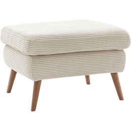 exxpo - SOFA FASHION Hocker »Scandi bequem und elegant mit hohem Holzfuß« bequem und elegant mit hohem Holzfuß beige
