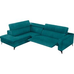 Egoitaliano Ecksofa »Edith, Designsofa mit hohem Sitzkomfort, L-Form« inkl. elektrischer Relaxfunktion und manuell verstellbaren Kopfteilen teal
