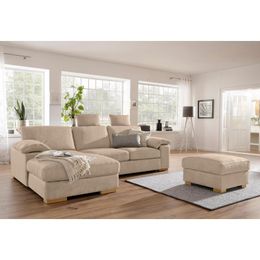 Home Affaire Ecksofa »Ventura L-Form« wahlweise mit Bettfunktion und Bettfunktion/Bettkasten beige