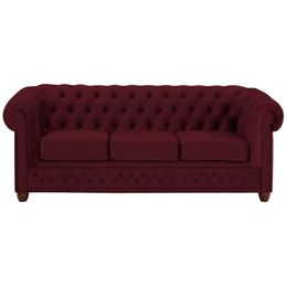 Home Affaire Chesterfield-Sofa &raquo;New Castle&laquo; mit hochwertiger Knopfheftung in Chesterfield-Design, B/T/H: 203/86/72 rot