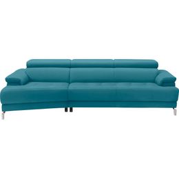 Egoitaliano Ecksofa &raquo;Soul, extravagantes Designsofa, Megasofa, super bequem, tolle Details&laquo; mit Trapez-Abschlu&szlig;element, inkl verstellbarer Kopfteile blau Leder &raquo;