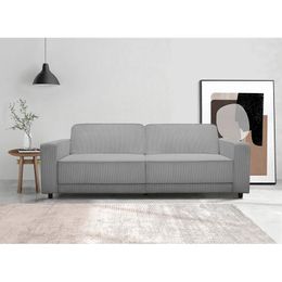 DOREL HOME 3-Sitzer »ALLIE Schlafsofa 225 cm« Bett-Funktion (108/190cm), trendiger Cord o. pflegeleichter Velours grau