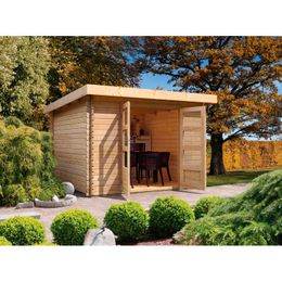 Karibu Gartenhaus &raquo;Schlo&szlig;see 3&laquo; terragrau oder natur beige Holzwerkstoff