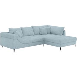 MR. COUCH Ecksofa »Portofino, L-Form« Mit Kaltschaumpolsterung, bis 140 kg belastbar Stripes 8624 blue grey