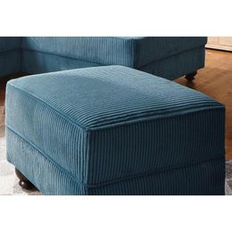 Home Affaire Hocker &raquo;King Henry&laquo; mit Federkern blau Luxus-Microfaser (100% Polyester);Samtcord &raquo;Ribbon&laquo; (88% Polyester 12% Polyacryl)