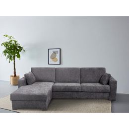 Home Affaire Ecksofa »Roma "L" Dauerschlaffunktion, mit Unterfederung« Matratzenhöhe 14cm, , Liegemaße ca 163x198 cm, L-Form anthrazit