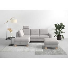 Home Affaire Ecksofa »Summer L-Form« mit Ottomane, wahlweise mit Bettfunktion und Bettkasten, Cord-Bezug silber