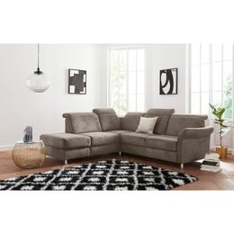 Sit & More sit&more Ecksofa &raquo;Darwin L-Form&laquo; inklusive Federkern, wahlweise mit Kopfteilverstellung, Bettfunktion braun