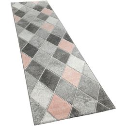 Paco Home L&auml;ufer &raquo;Lara 238&laquo; rechteckig 16 mm H&ouml;he Kurzflor, Pastell-Farben, handgefertigter Konturenschnitt pink Obermaterial: 100% Polypropylen B...