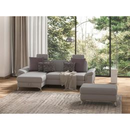Sit & More SIT&MORE Ecksofa »Padua L-Form« inklusive Sitztiefenverstellung, Armteilfunktion und Federkern silber