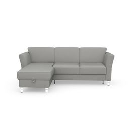 Sit & More SIT&MORE Ecksofa »Visby L-Form« wahlweise mit Bettfunktion und Bettkasten, frei im Raum stellbar silber
