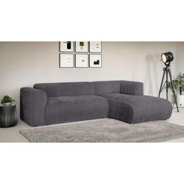 Inosign Ecksofa »MERID L-Form (257 cm), zeitlos & stilvolles Design, « Aufwendig gepolstert, in Cord, Chenille und Struktur dunkelgrau