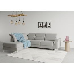 Sit & More SIT&MORE Ecksofa »Sinatra L-Form« mit Ottomane, optional mit Kopfteilverstellung und Armteilfunktion silber