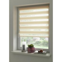 GARDINIA EXKLUSIV Doppelrollo &raquo;EASYFIX&laquo; transparent Sichtschutz mit Bohren freih&auml;ngend Rollo vormontiert auf Montageschiene creme Obermaterial:...