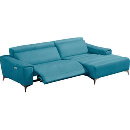 Egoitaliano Ecksofa »Suzette, Designsofa mit hohem Sitzkomfort« mit Recamiere, inkl. 1 elektronischen Relaxfunktion, L-Form türkis