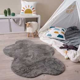 Paco Home Teppich &raquo;Pelt 640 Wolke&laquo; wolkenf&ouml;rmig 16 mm H&ouml;he Kunstfell, Uni Farben, sehr weicher Flor anthrazit Obermaterial: 100% Polyester B : 80...