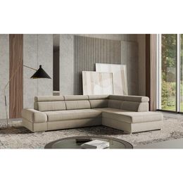 Sit & More sit&more Ecksofa &raquo;Broadway L-Form&laquo; mit verstellbaren Kopfteilen, wahlweise mit Bettfunktion beige 100% Polyester