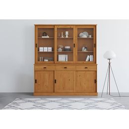 Home Affaire Buffet &raquo;Schr&ouml;der&laquo; mit 6 Schiebet&uuml;ren, davon 3 mit Glaseinsatz,Br.170 cm, Kiefer massiv beige MDF, Massivholz