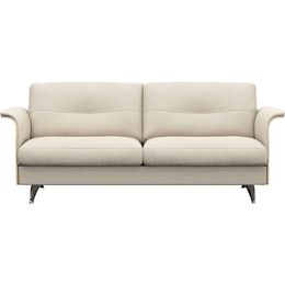 FLEXLUX 2, 5-Sitzer »Glow Sofa, Couch, « Premium-Sitz: Kaltschaum & Federkern, Arml. Walnuss, Fuß Alu Warm White