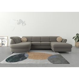 Sit & More SIT&MORE Wohnlandschaft »Apulia U-Form« wahlweise Bettfunktion, Bettkasten und Kopf- und Armteilverstellung schlamm