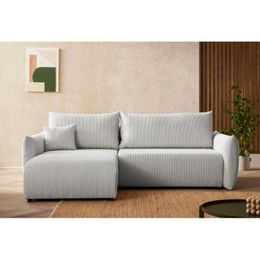 Inosign Ecksofa »MAVAS Schlafsofa mit Bettkasten, L-Form, « ca.257/127cm (Liegefläche 212/145 cm), Cord, Chenille, Struktur Hellgrau