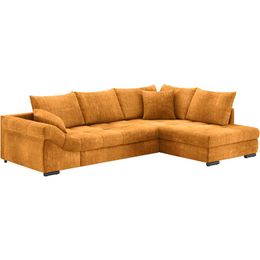 Ecksofa &raquo;Allegro DuraFlex, L-Form&laquo; Hochschl&auml;fer-Bettauszug, Kaltschaumpolsterung, bis 140 kg belastbar orange Dolce (100% Polyester)