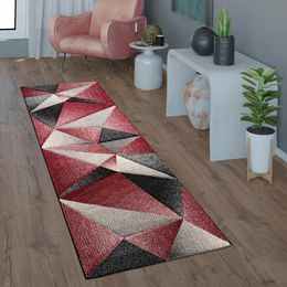 Paco Home Teppich &raquo;Smaragd 762&laquo; rechteckig 17 mm H&ouml;he Kurzflor, modernes geometrisches Design, Wohnzimmer, Schlafzimmer Rot Obermaterial: 100%...