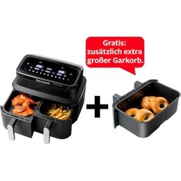 Hanseatic Heißluftfritteuse »HAF212600D 39156050 2in1« 2600 W XXL-Volumen 9L mit Dörrfunktion, 2 Einschüben und Touchdisplay. schwarz