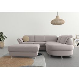 Sit & More sit&more Ecksofa &raquo;Apulia L-Form&laquo; wahlweise Bettfunktion, Bettkasten und Kopf- und Armteilverstellung beige Webstoff (100% Polyester);Struktur weich (