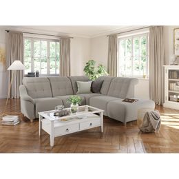 Home Affaire Ecksofa &raquo;Boston L-Form&laquo; Kopfteilverstellung an jeder Sitzfl&auml;che, wahlweise Relaxfunktion beige Struktur (100% Polyester);Luxus-Microfaser