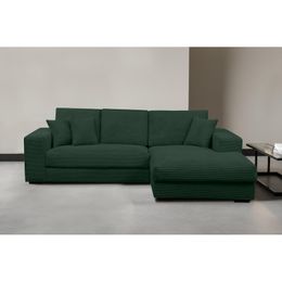 WERK2 Ecksofa »Eden modern und zeitlos, geschmackvolles Sofa, Breite 286cm, L-Form« Design Ecksofa in Cord mit besonders weichem Sitzkomfort Moosgrün