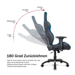 AKRacing Gaming-Stuhl »AK-LXPLUS-BL« () schwarz + schwarz Sitzhöhe stufenlos einstellbar von 34,5 cm - 43 cm