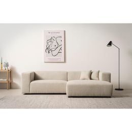 Andas Ecksofa »BAKELS, L-Form in Cord oder Boucle-Stoff, moderne Couch« wahlweise Recamiere rechts/links, bequemer Sitzkomfort hellbraun